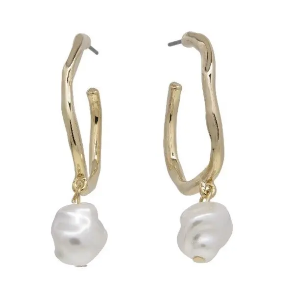 BERMUDA WATCH COMPANY Annie Apple Odette Sterling Silver, Vermeil Molten Pearl Charm Hoop Earrings - Gold