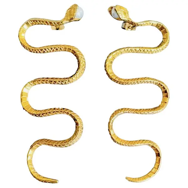 AKI ROC JEWELRY Inca Snake Earrings - Gold