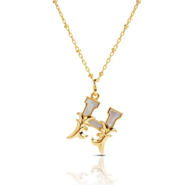 KASUN LONDON Plated H Initial Necklace With Mother Of Pearl - Gold