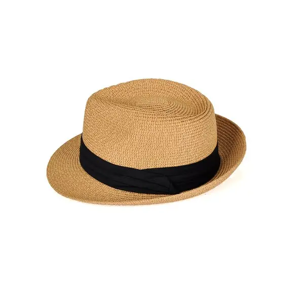 DAVID WEJ Hugo Trilby Straw Hat Beige - Brown