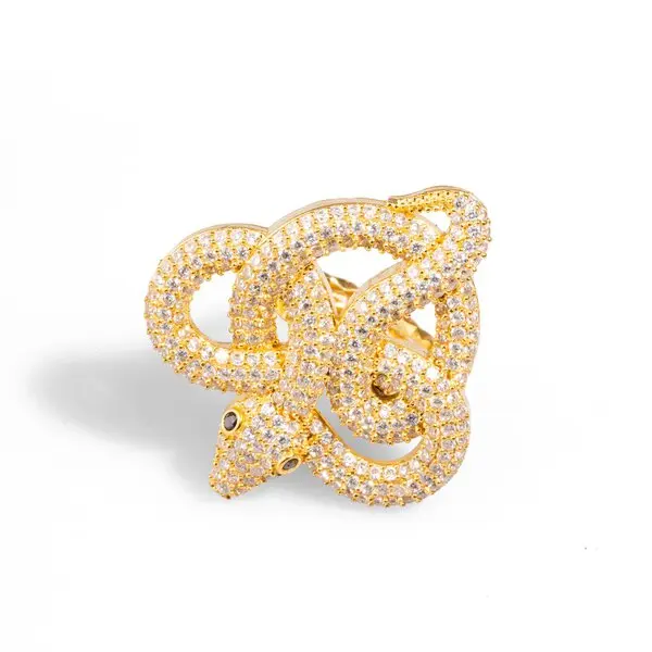 EBRU JEWELRY Majestic Diamond Snake Chunky Adjustable Ring - Gold