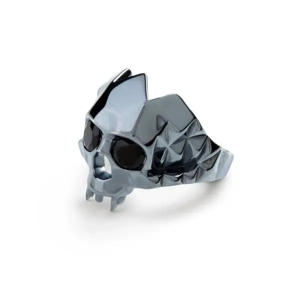 KASUN LONDON Vampire Skull Ring Oxidised Silver