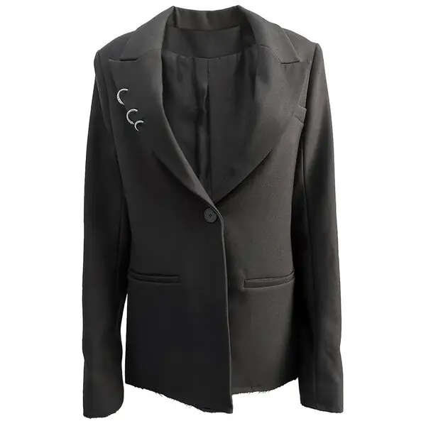 GALLERIADELE Wool Blazer With Piercings - Black