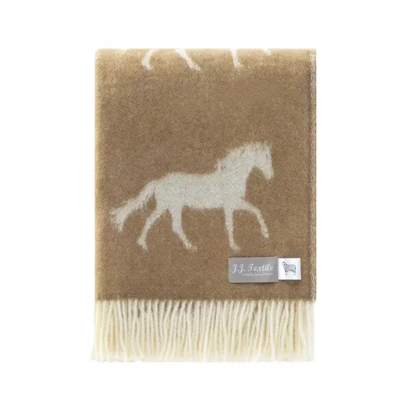 J.J.Textile Brown / White Brown Horse Wool Throw - Brown/white
