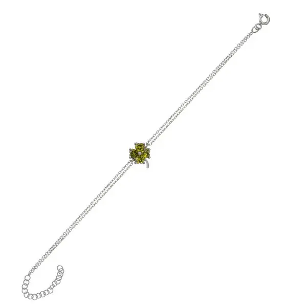 SPERO LONDON Sterling Four Leaves Clover Bracelet Mystic Green - Silver