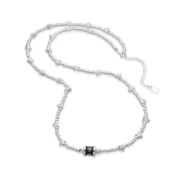 ALTAR™ ORNAMENTS CO. Celestia Necklace| Sterling Star Beaded Necklace Altar - Silver