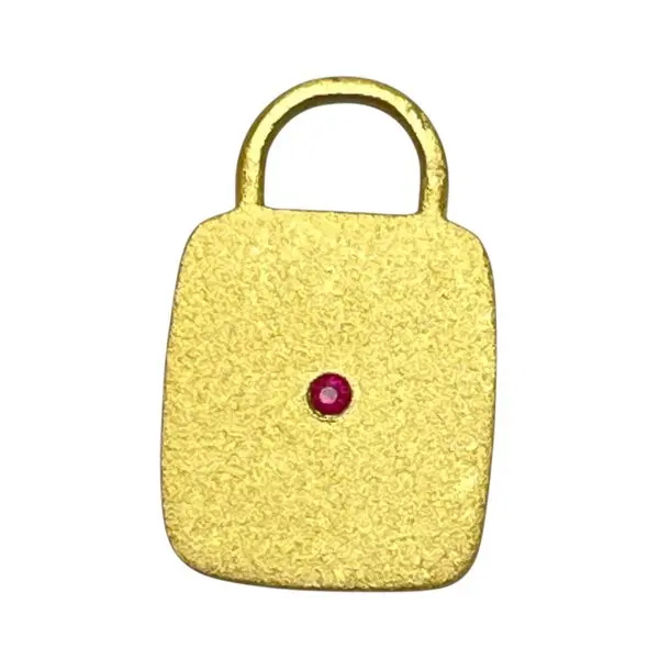DOROTA LASAK Gold / Pink 22k Solid Gold Ruby Square Charm - Gold/pink