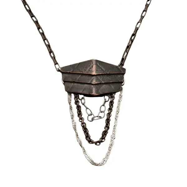 ZULA JEWELRY + DESIGN Brown / Silver Bravery Shield Necklace In Copper And Silver - Brown/silver