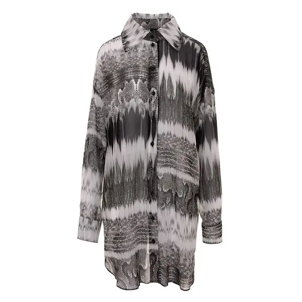 CONCEPT A TROIS Oversized Silk Veil Shirt - Black