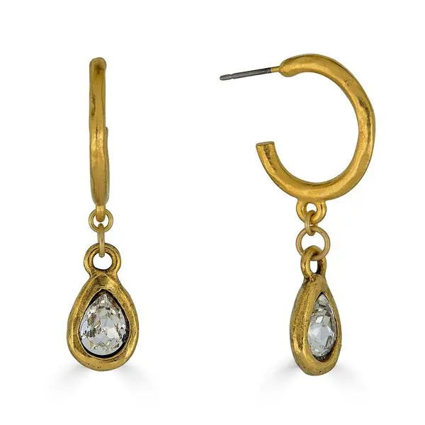 LONI PAUL JEWELRY Teardrop Crystal Hoop Earrings - Gold