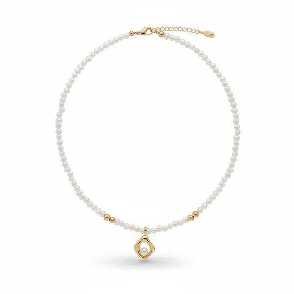 ANGEL BAROCCO Bead Silver & Pearl Necklace - Gold