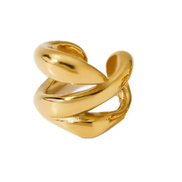 ELK & BLOOM 14k Molten Huggie Hoop Ear Cuff - Gold
