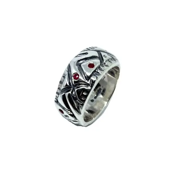 TG-JEWELLERY BY TAMARA GERVASIO Red / Silver Abstract Ring – Sterling Silver With Rubies - Red/silver