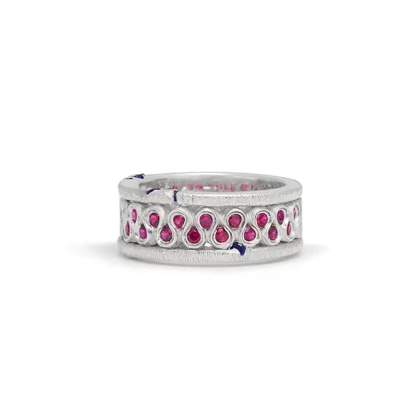 FRANCIS GREEN Blue / Red / Silver The Loop Ring - Blue/red/silver