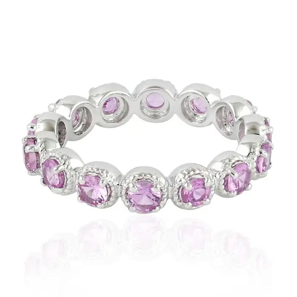 ARTISAN White / Pink 18k White Gold Pink Sapphire Eternity Ring - White/pink
