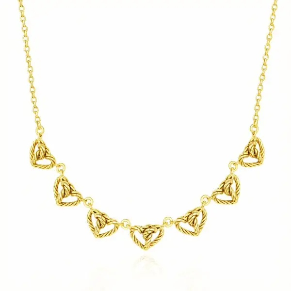 UNALOE Intertwined Heart Choker Necklace – Plated Sterling Silver Trendy Romantic Jewelry - Gold