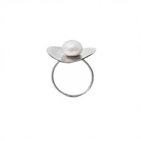 SILVER MOON Pearl Sterling Ring Full Moon Pearl