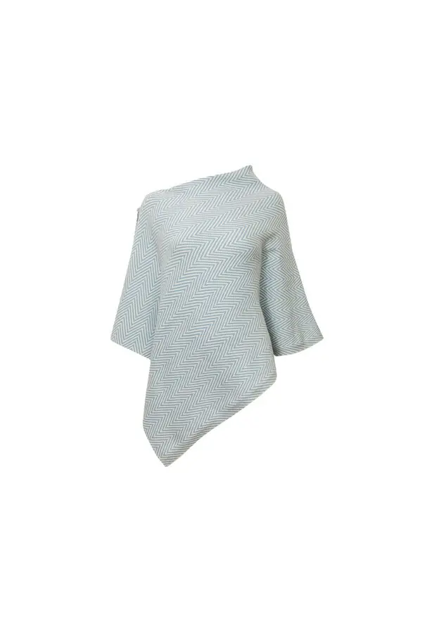 JAMES LAKELAND Pale Chevron Button Poncho - Blue