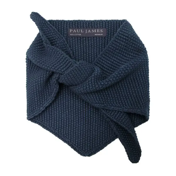 PAUL JAMES KNITWEAR Cotton Aisnee Textured Mini Neckerchief Melange - Blue