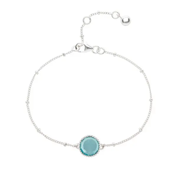AUREE JEWELLERY Blue / Silver Barcelona Silver March Birthstone Bracelet Blue Topaz - Blue/silver