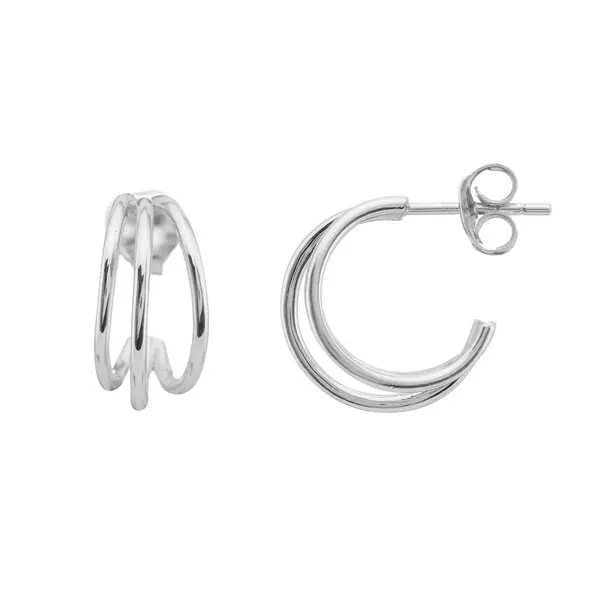 AUREE JEWELLERY Cordoba Triple Stirling Hoop Earrings - Silver