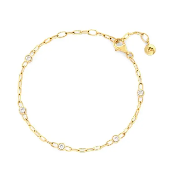 DINNY HALL Gold / Yellow / White Lab White Sapphire Gold Paperclip Chain Bracelet - Gold/yellow/white