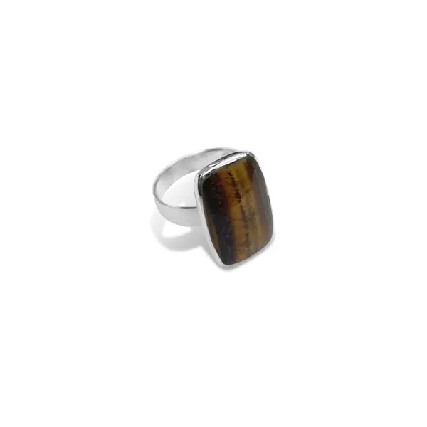 FV JEWELLERY Sterling Silver Rectangle Tiger's Eye Ring
