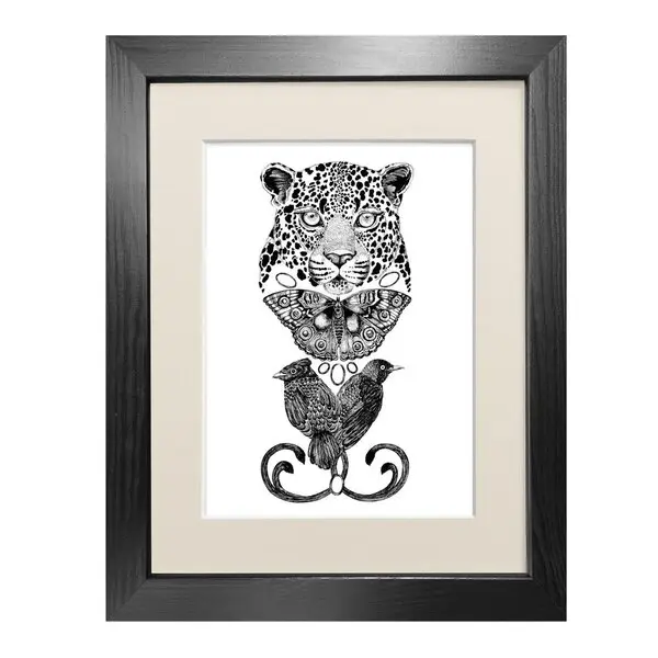 EMILY CARTER The Tropical Leopard' Fine Art Print A5 - Black