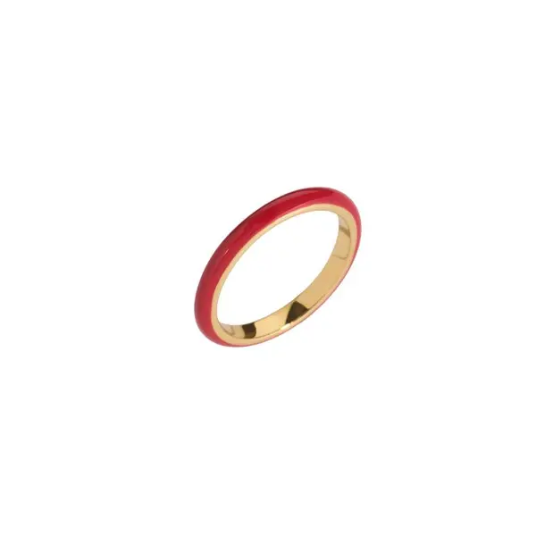 CLAIRE HILL DESIGNS Cherry Enamel Gold Ring - Red