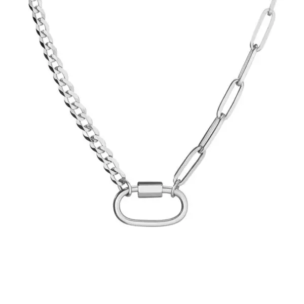 BERMUDA WATCH COMPANY Annie Apple Esti Carabiner Sterling Chain Necklace - Silver