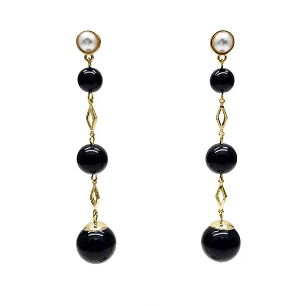 FARRA Obsidian Dangle Earrings