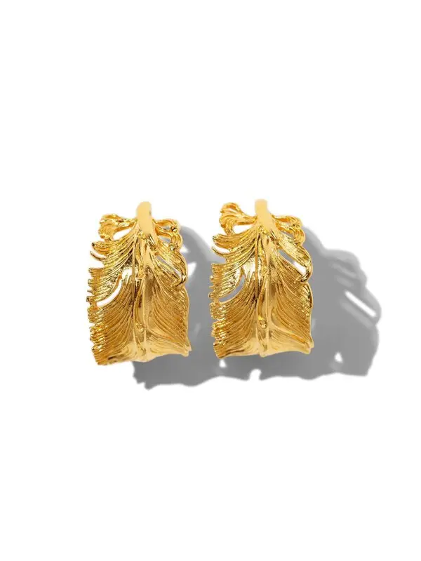 JAREDJAMIN Plume Hoop Post Earrings - Gold