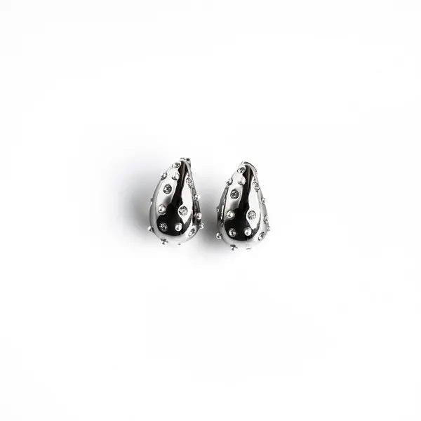 SUPERDIVAJEWELLERY Teja Gemstone Pear Drop Earrings - Silver