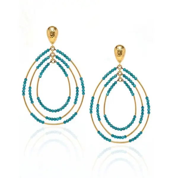 JAREDJAMIN Layered Turquoise Crystal Bead Dangle Earrings - Blue