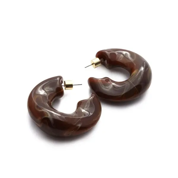 HYE JANE JEWELRY Rena Marbled Resin Earrings - Brown