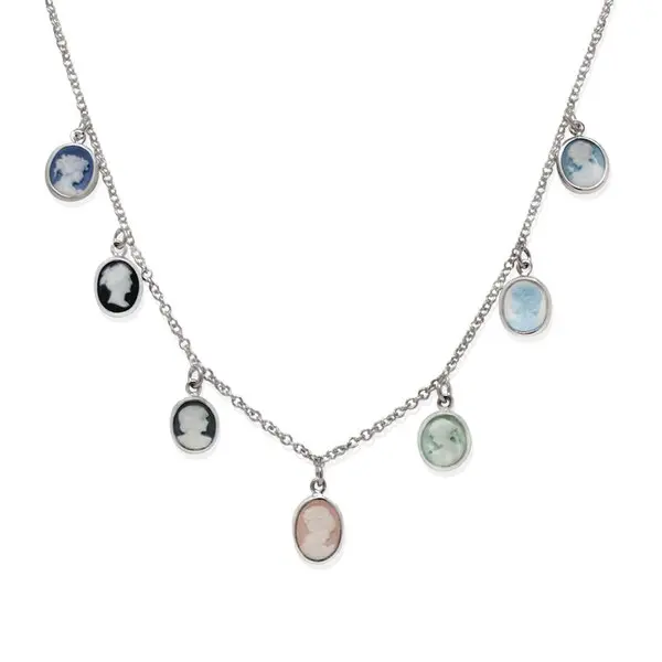 VINTOUCH ITALY Mini Cameo Multicolor Necklace - Gray