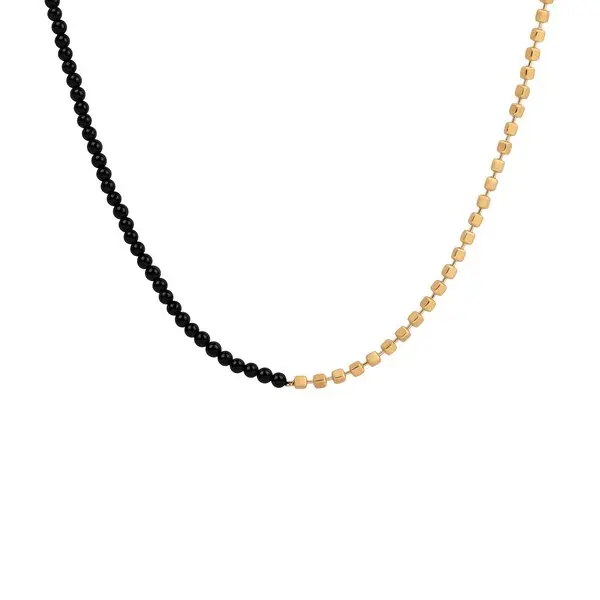 KARMA AND LUCK Black Onyx Gold Chain Necklace – Protection & Strength Jewelry – Fearless Spirit - Black/gold
