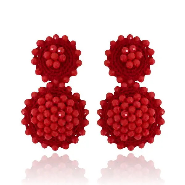 PINAR OZEVLAT Sunflower Drop Earrings Cherry - Red