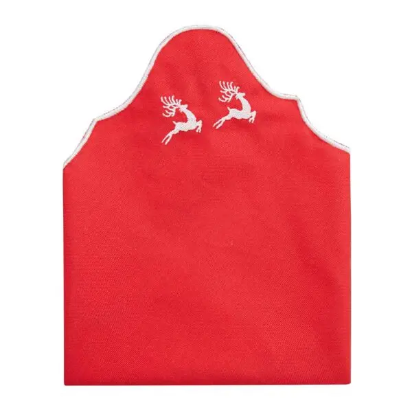 KM HOME COLLECTION Christmas Sleigh Embroidery Napkins Set Of 2 - Red