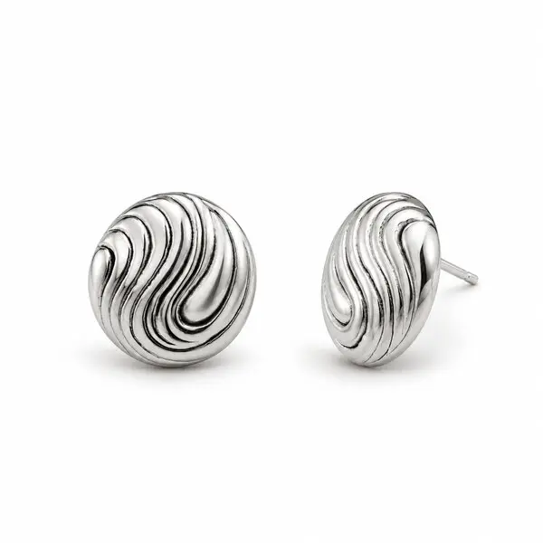GOLD & HONEY Swirl Pattern Round Stud Earrings