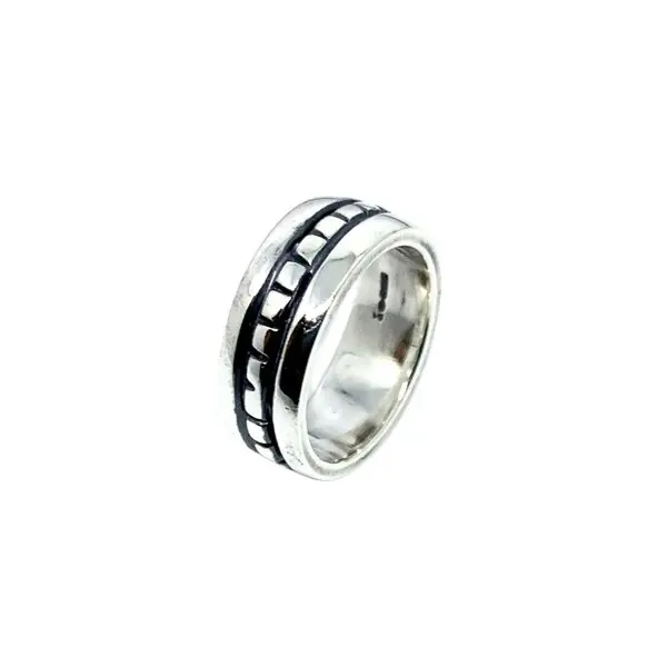 TG-JEWELLERY BY TAMARA GERVASIO Silver / Black The Square Band Sterling Silver Ring - Silver/black