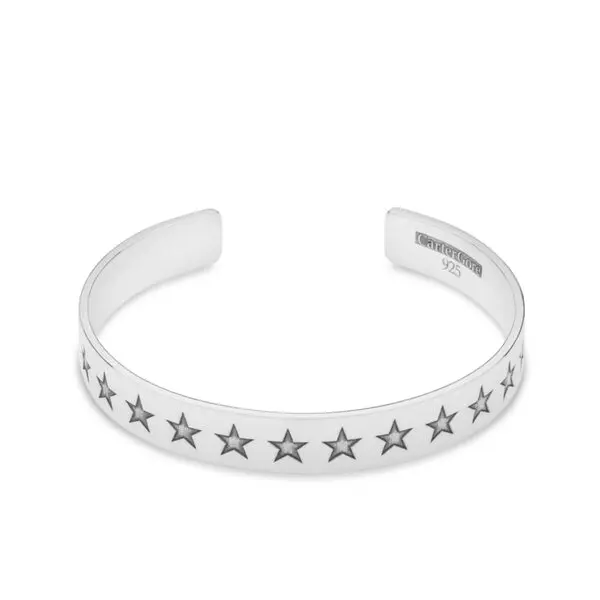 CARTERGORE Sterling Etched Stars Bangle Medium Size - Silver
