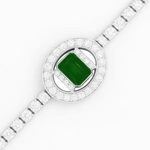 MAISON DE GALA Silver / Green Emerald Glow Bracelet