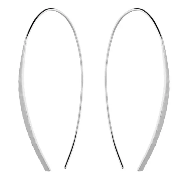 KAIZARIN White / Gold / Silver Sterling Silver Diamond Cut Tapered Bar Pull Through Earrings - White/gold/silver