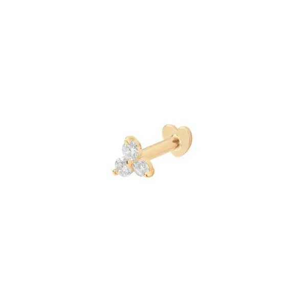 VANCHI 14k Solid Yellow Lab-grown Diamond Trinity Flat Back Stud - Gold