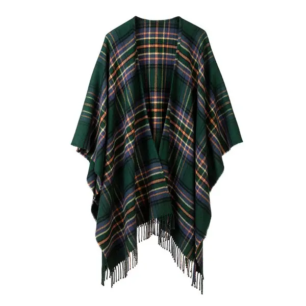 ARAMINTA CAMPBELL Amber Riverbank Lambswool Serape - Green