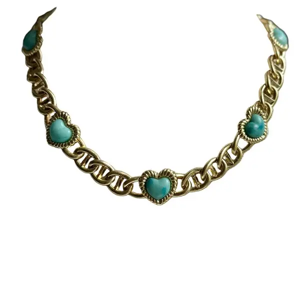 LAURA GRAY Sloan Heart Necklace/ Light - Blue