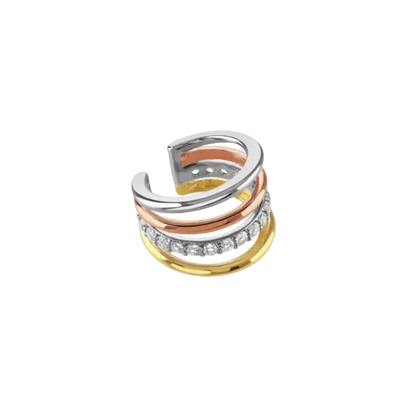 LUCY QUARTERMAINE Waterfall Multitone Ear Cuff With White Topaz - Silver