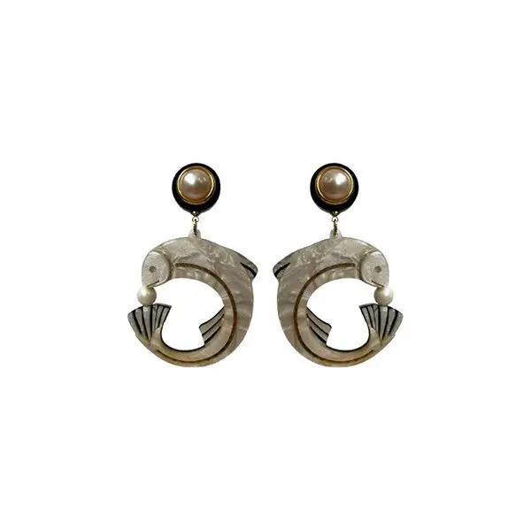 GISSA BICALHO Neutrals / Handmade Acrylic Earring Pisces - Black