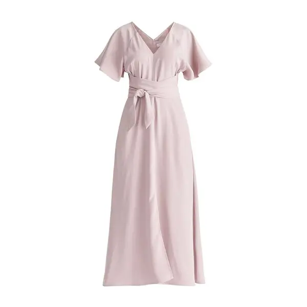 PAISIE Maxi Waist Tie Dress In Lilac - Pink